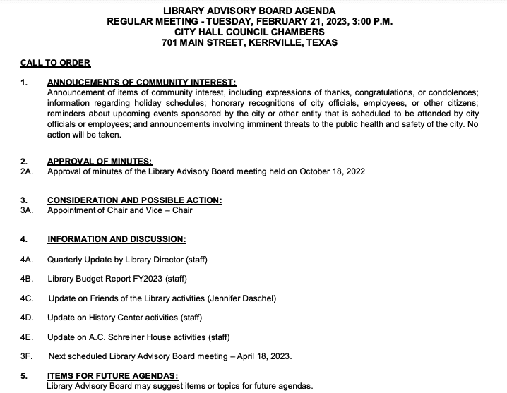 Library meeting moves to City Hall on Tuesday – The Kerr County Lead
